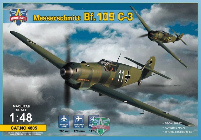 MESSERSCHMITT BF. 109 C-3 German Fighter WWII MODELSVIT 1/48 PLASTIC KIT EUR 26,95 - PicClick FR