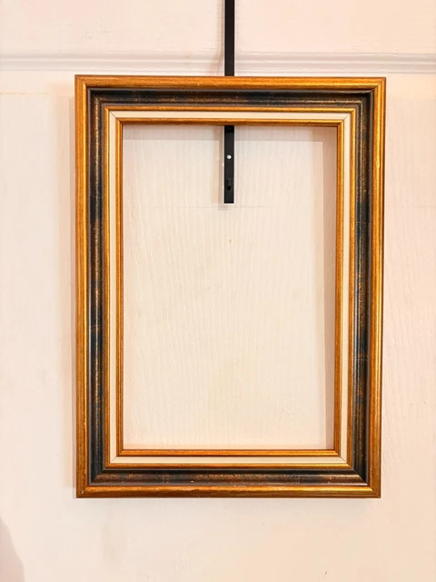 CADRE MESURE BOIS Moulé Encadrement Louis Empire Doré Bleu Vert 22x33 ...