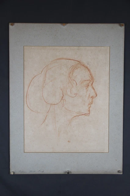 ZEICHNUNG SKIZZE OTTO Hettner Frau Dame Profil Portrait Rötelzeichnung ...