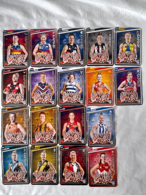 2024 AFL TEAMCOACH COMPLETE SILVER SET OF 18 Maccas AFLW Women Captain ...