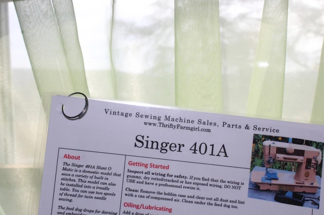 SINGER 401A SEWING Machine Flash Card Set/Manual Replacement -BEST ...