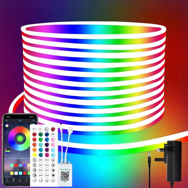 SEGRASS LED NEON Lights Strip 10M 24v RGB LED neon Light Strip with ...