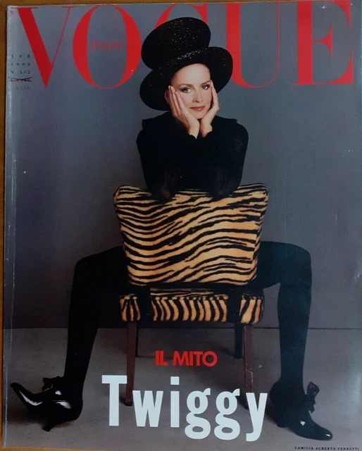 VOGUE ITALY MAGAZINE April 1993 April Twiggy Susan Holmes Shalom Harlow ...