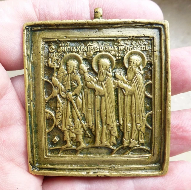 ALTE IKONE REISEIKONE Bronze Original 19.Jh. Russisch Orthodox Brass Icon EUR 48,00 - PicClick DE