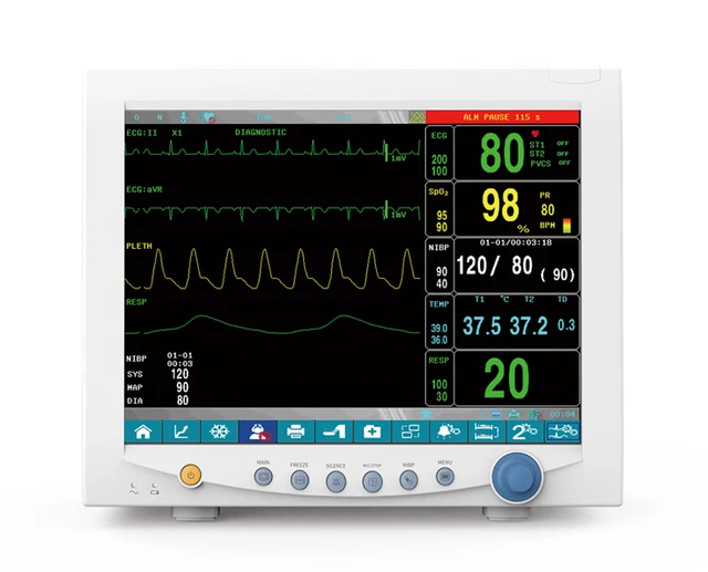 12& VITAL SIGNS Patient Monitor 6 Parameter Touch Screen ECG NIBP SPO2 ...