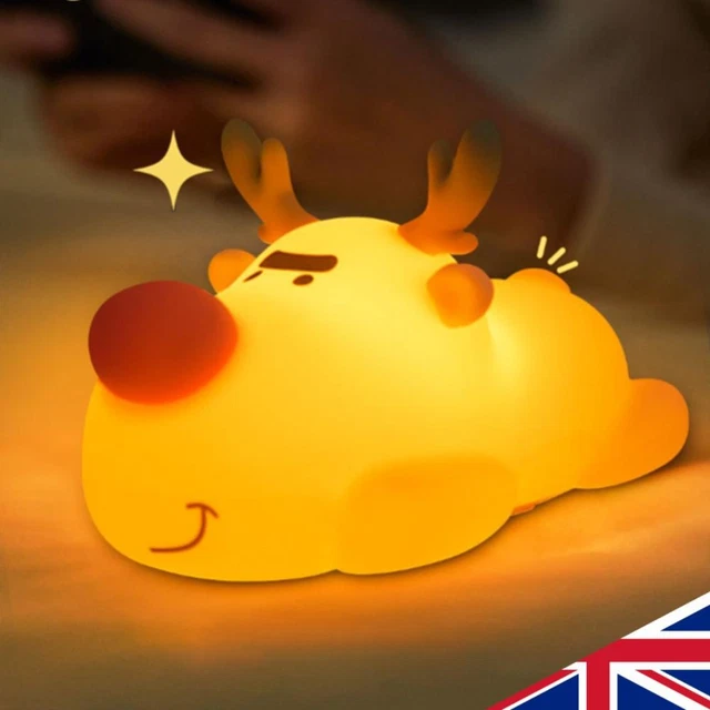 SILICONE DEER TOUCH Lamp 3 Level Dimmable Cute Nursery Nightlight for ...