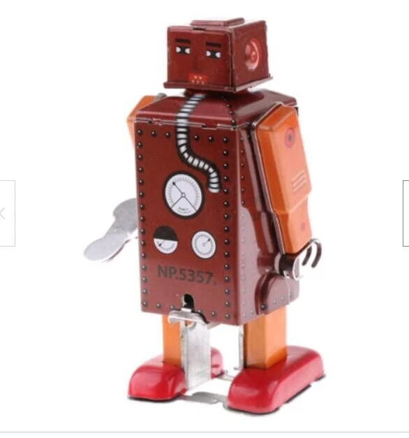 VINTAGE TIN WALKING Robot Mechanism Model Clockwork Toy for Kids/Adults ...
