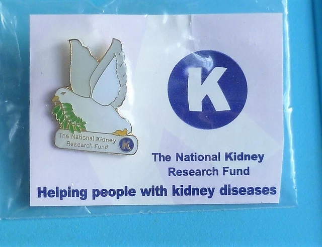 THE NATIONAL KIDNEY Research Fund Dove of Peace stud pin badge charity ...