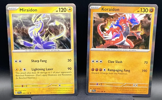 POKEMON TCG SCARLET & Violet Miraidon 80/198 Koraidon 124/198 Holo Set ...