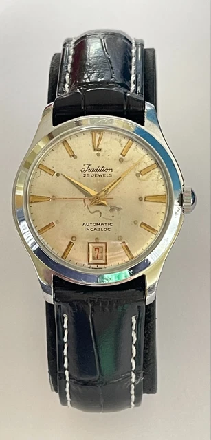 VINTAGE TRADITION WATCH 25 Jewels Automatic Incabloc Tradation Huer ...