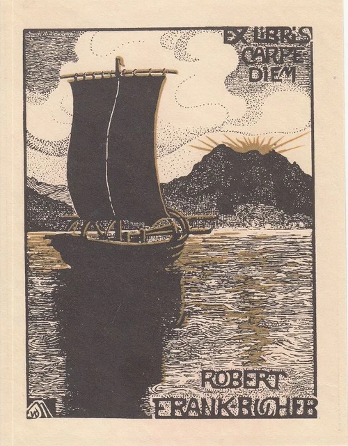 EXLIBRIS BOOKPLATE CLICHÉ Mary Ann De Meden Voilier Berge EUR 27,12 ...