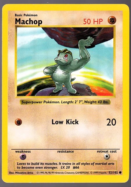 MACHOP SHADOWLESS 52/102 Base Set Pokemon TCG Card 1999 LP $4.89 ...