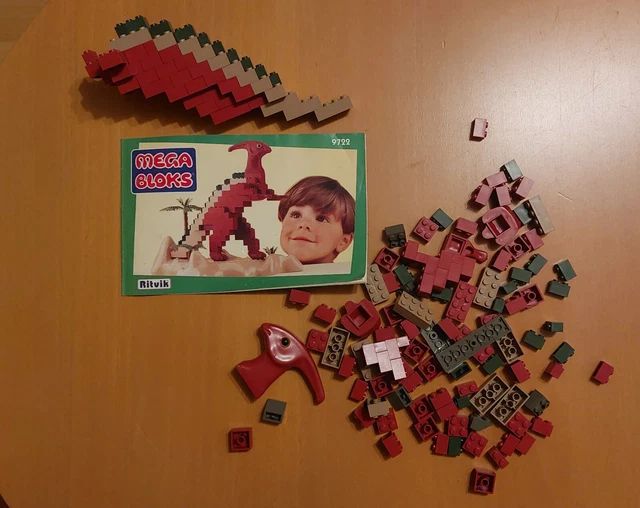 VINTAGE 90S MEGA Bloks Dinobloks Parasaurolophus 9722 bricks Ritvik ...