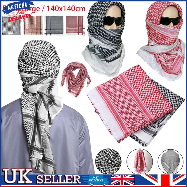 MEN ARAB KAFIYA Keffiyeh Arabic Turban Muslim Shemagh Scarf Palestine ...