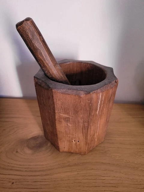 ANCIEN MORTIER EN Bois Avec Son Pilon-Medecine/Cuisine-Outil Ancien EUR ...