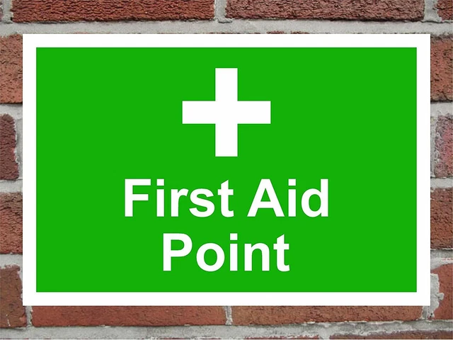 FIRST AID POINT Correx Safety Sign 300mm x 200mm Green / White. £5.99 ...