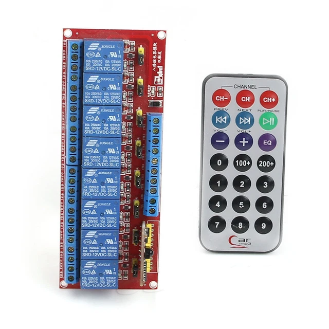 MULTI-FUNCTION INFRARED REMOTE Control 8-Channel Relay Module 12V ...