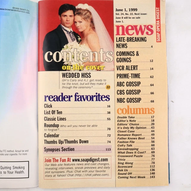 SOAP OPERA DIGEST Magazine June 1st 1999 £10.11 - PicClick UK