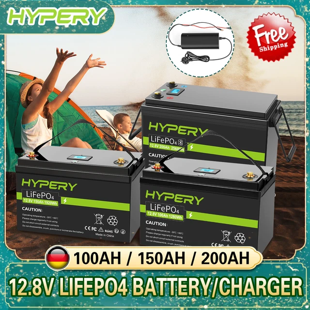 LIFEPO4 100AH 150AH 200Ah 12V Akku Lithium Batterie/Ladegerät Wohnmobil ...