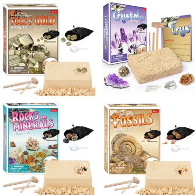 CRYSTAL GEMSTONE MINING Digging Kit Kinder DIY Excavation treasure toy ...