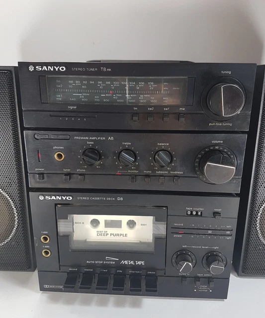 VINTAGE SANYO MINI Component mini Stereo system A8 am, T8 HK Tuner D8 ...