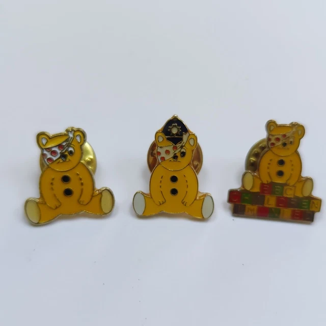 X3 PUDSEY BEAR Charity Enamel BBC Children in Need Vintage Pin Badge ...