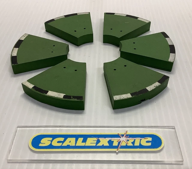 6 X SCALEXTRIC Tri-ang 1960s T44 GREEN RUBBER INNER CURVE INNER BORDERS ...