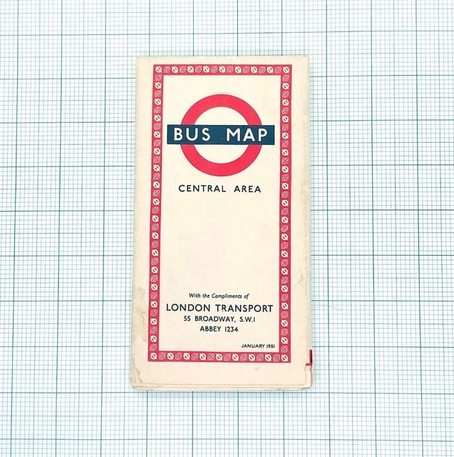 VINTAGE/USED TFL - London Transport Bus Map -Central Area -January 1951 ...