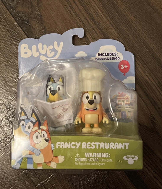 1 BLUEY FANCY Restaurant 2.5” Articulated Figures Bluey & Bingo Chef ...