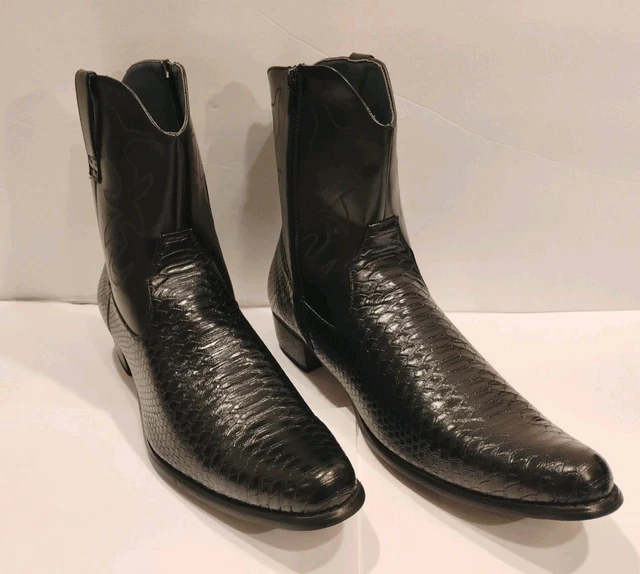 MENS ENZO ROMEO Snake Print Western Boots with Side Zipper Size 13 £48. ...