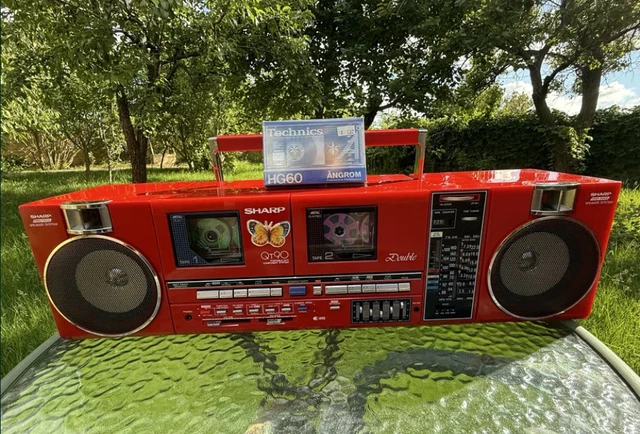 SHARP QT-90ZR RARE Vintage Cassette Deck BoomBox Japan 80s Double Deck ...