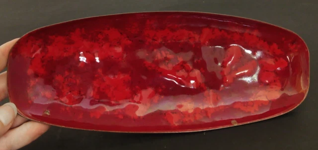 RARE VINTAGE BOVANO of Cheshire Red Copper Enamel Tray Dish – MCM ...