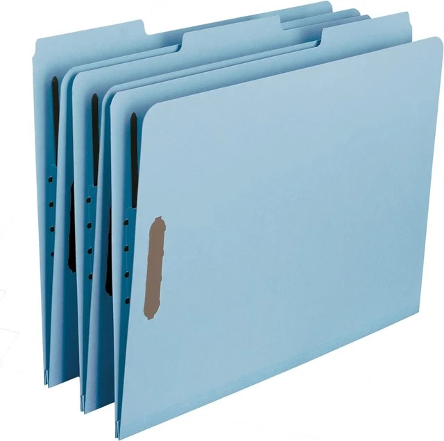 100% RECYCLED PRESSBOARD Fastener File Folder, 2 Fasteners, 1/3-Cut Tab ...