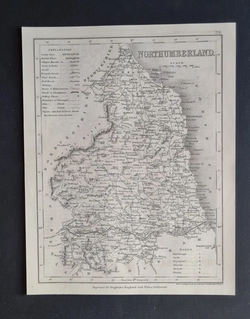 ANTIQUE (C. 1860) map of Northumberland from Dugdale's England & Wales ...