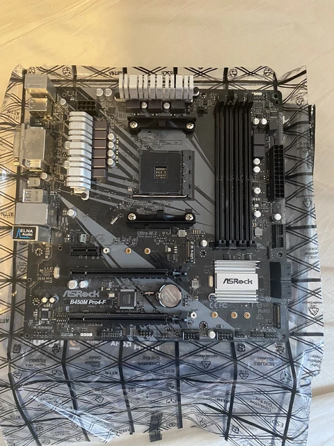 ASROCK B450M PRO4-F AMD Socket AM4 Micro-ATX Motherboard READ ...