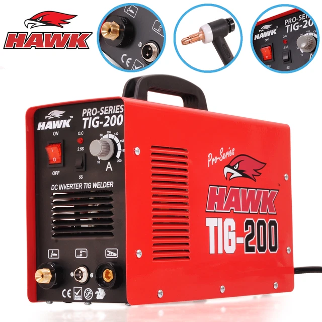 HAWK 200A 200 AMP TIG 230v DC INVERTER PORTABLE STEEL ALLOY WELDER ...