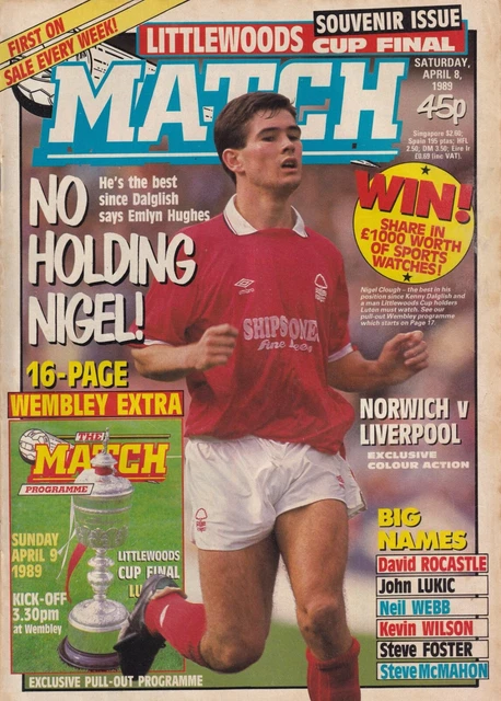 VINTAGE NIGEL CLOUGH Nottingham Forest Match Football Magazine 8th ...