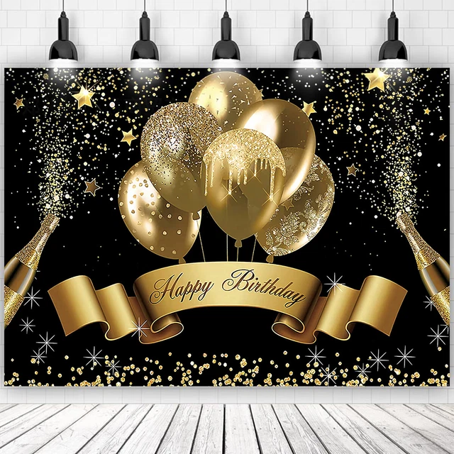 HAPPY 40TH BIRTHDAY Backdrop Background Banner Black Gold Party 185 x 110cm £13.82 - PicClick UK
