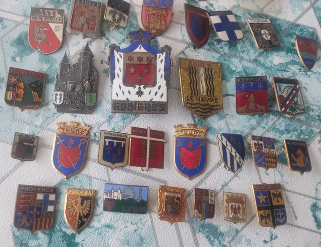 LOT BROCHE INSIGNE ancien émaillée blason ville région EUR 75,00 - PicClick FR
