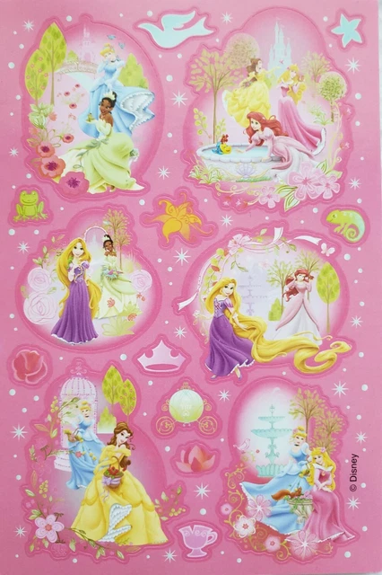LOT OF 3 Disney Princess Sticker Sheets- Cinderella Ariel Tiana Belle ...