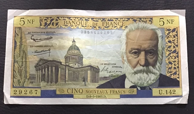 FRENCH BANKNOTE FRANCE (P141) 5 Nouveaux Francs 1965 #4196 £0.99 ...