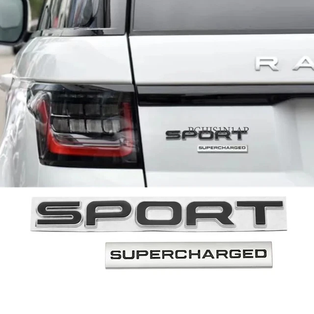 BLACK SILVER TAILGATE SPORT SUPERCHARGED Badge for Range Rover Rear Lid ...
