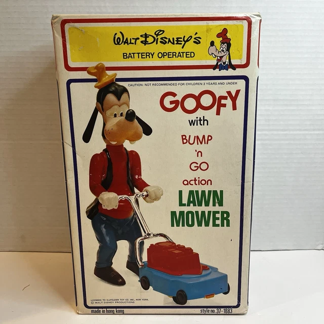 WALT DISNEY'S GOOFY Bump 'N Go Lawn Mower by Illco. 1970’s **WORKS ...