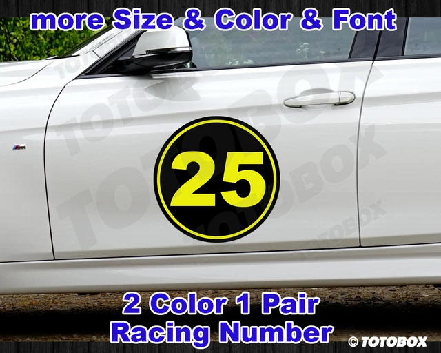 2X 2COLOR CUSTOM Racing Number Circle Decal Auto Car Race Sport Sticker ...