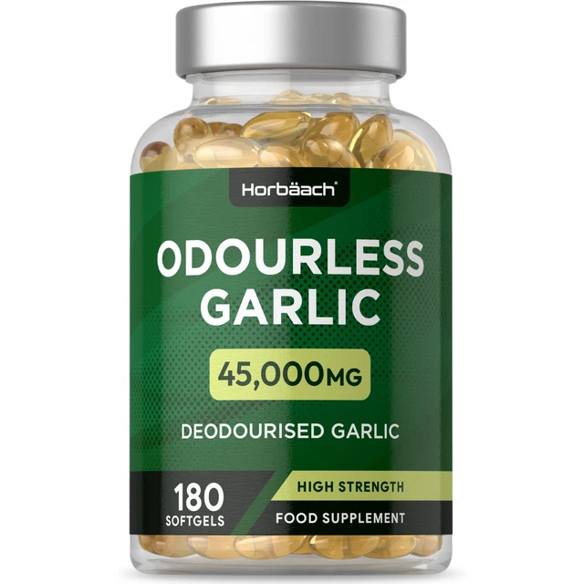 ODOURLESS GARLIC CAPSULES 45000mg | 180 Count | High Strength | By ...