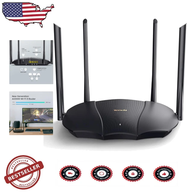 HIGH-PERFORMANCE WIFI 6 Router AX3000 - 4 Ports for Gaming & Multi ...