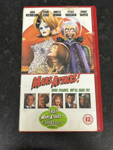 MARS ATTACKS VHS Video Tape 1997 Big T Shirt Box (T-shirt Not Included ...