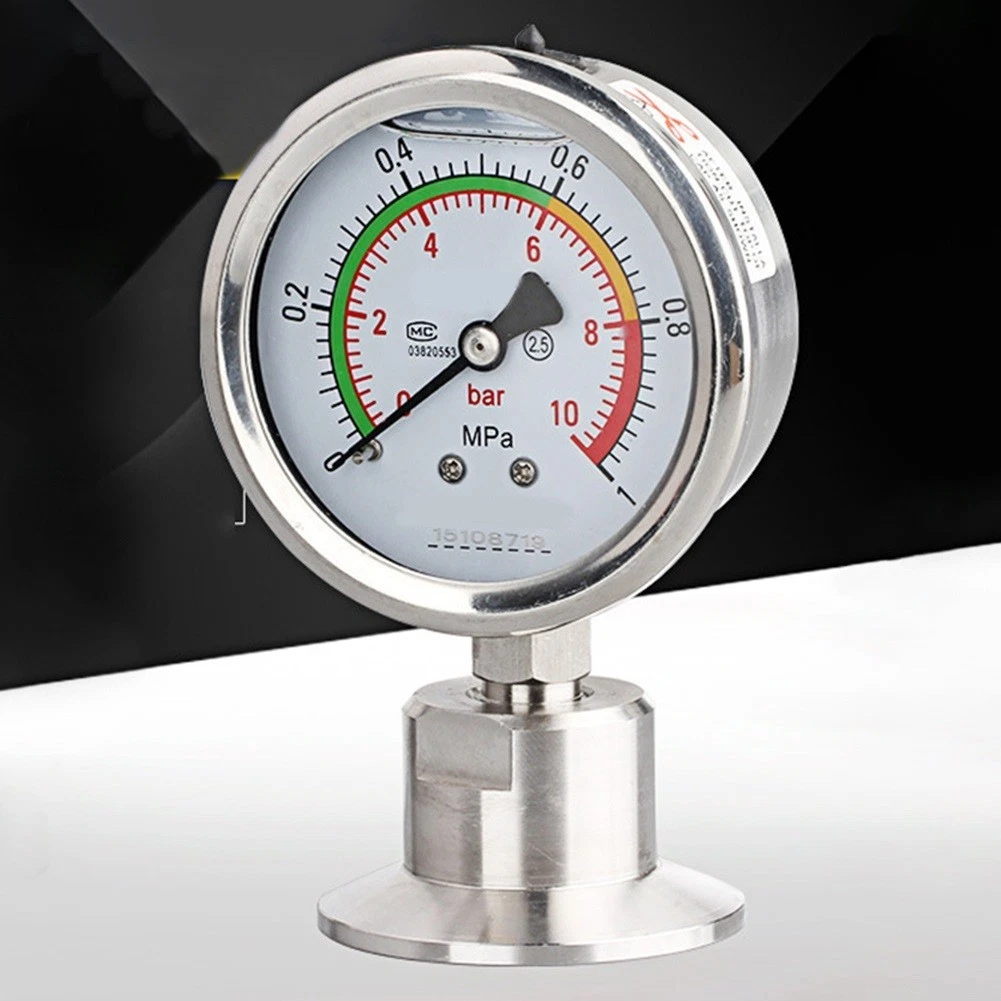 SANITARY DIAPHRAGM BEVERAGE Cheese Pressure Gauge Manometer Clamp Type ...