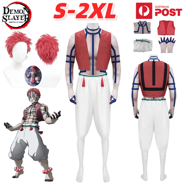 DEMON SLAYER AKAZA Costume Kimetsu no Yaiba Cosplay Outfit Wig ...