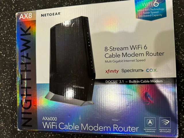 NETGEAR NIGHTHAWK CABLE Modem WiFi 6 Router Combo (CAX80-100NAS) $329. ...